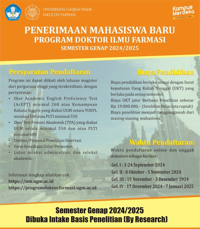 Penerimaan Mahasiswa Baru Pascasarjana Semester Genap TA. 2024/2025 – Program Doktor Fakultas ...